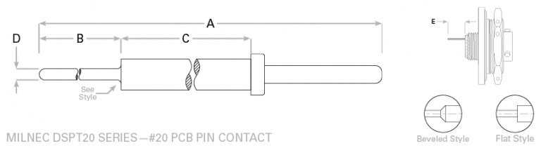 MIL-DTL-38999 Series II Size #20 PCB Pin Contacts | MILNEC