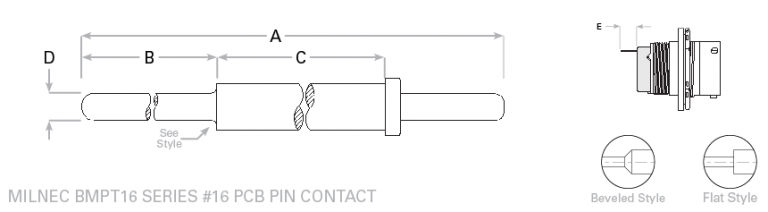 MIL-DTL-26482 Series 2 Size #16 PCB Pin Contacts | MILNEC