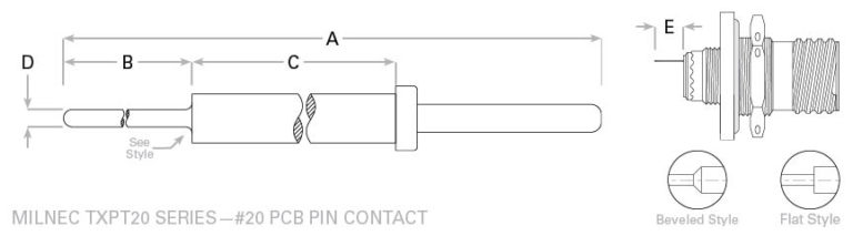 D38999 Size #20 PCB Pin Contacts | MILNEC