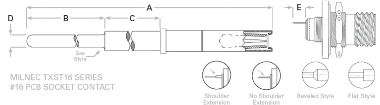 D38999 Size #16 PCB Socket Contacts | MILNEC
